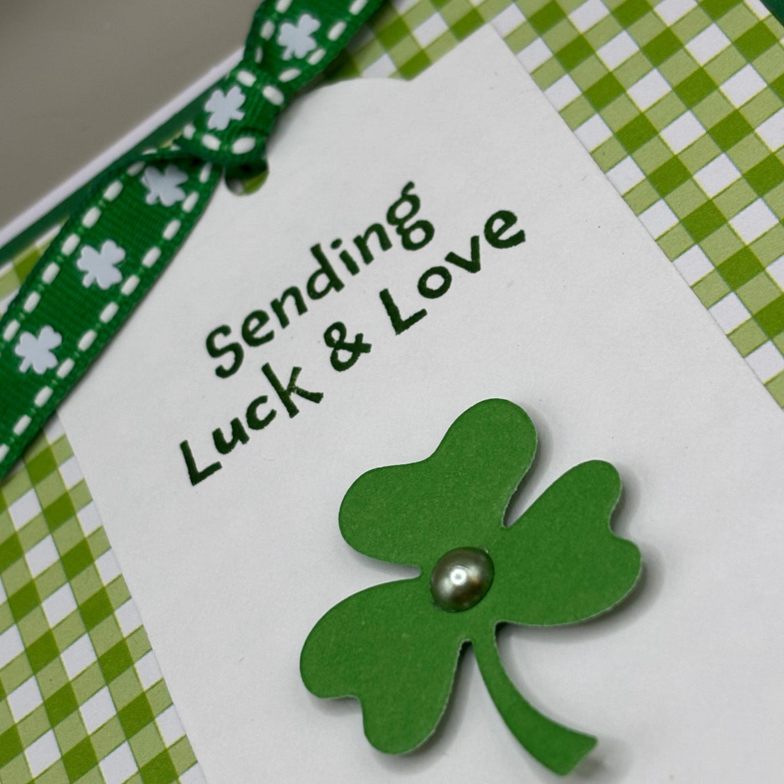 Happy St Patrick's Day Four Leaf Clover Greeting Card, Handmade With ...