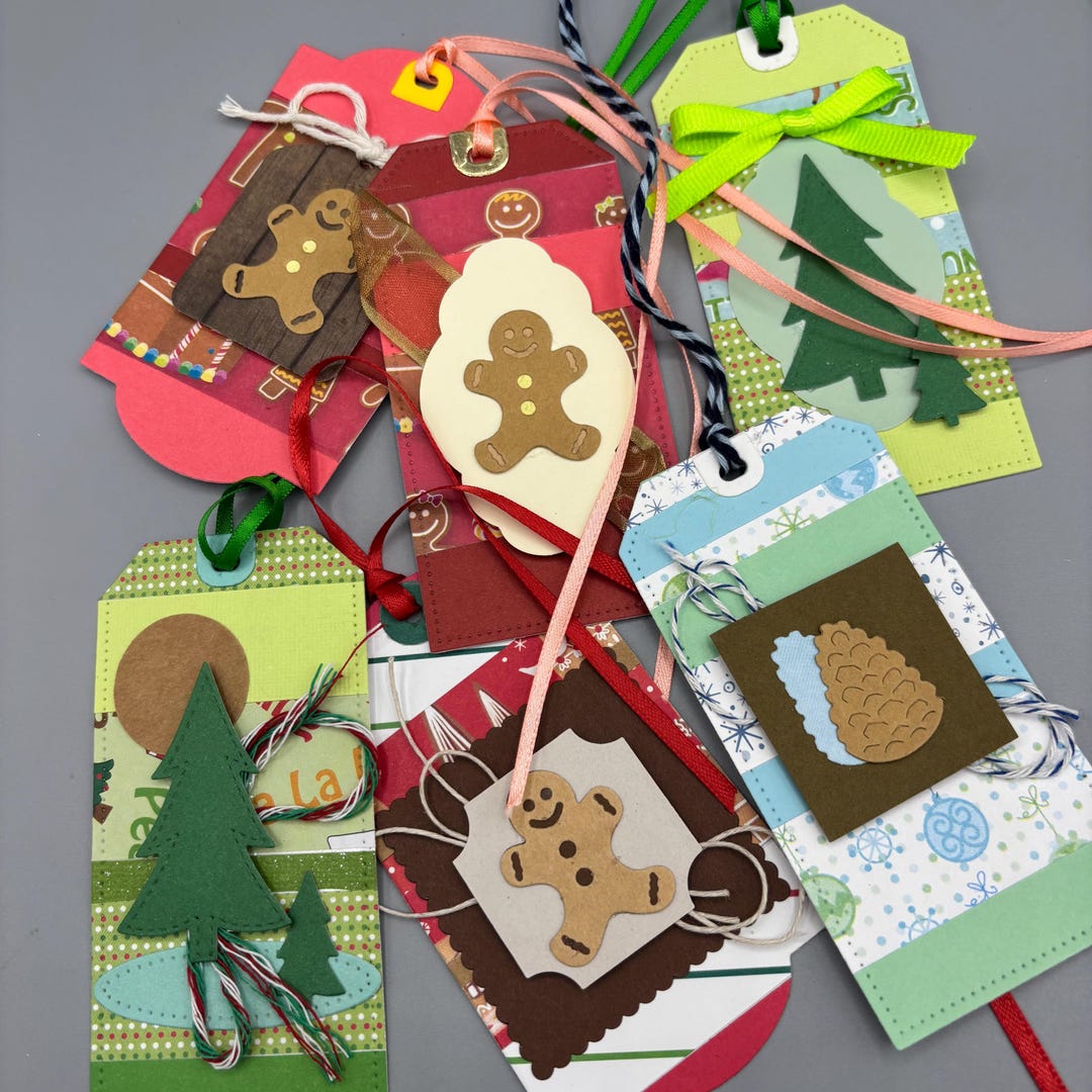 Handmade Holiday Gift Tags Set of 6, Nostalgic Design With Festive ...