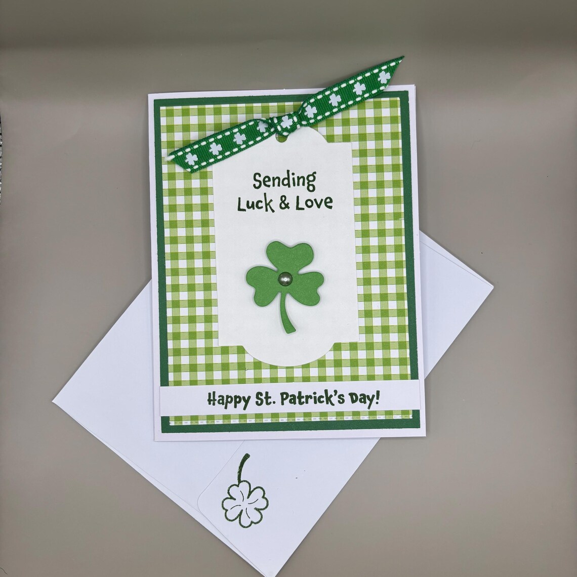 Happy St Patrick's Day Four Leaf Clover Greeting Card, Handmade With ...