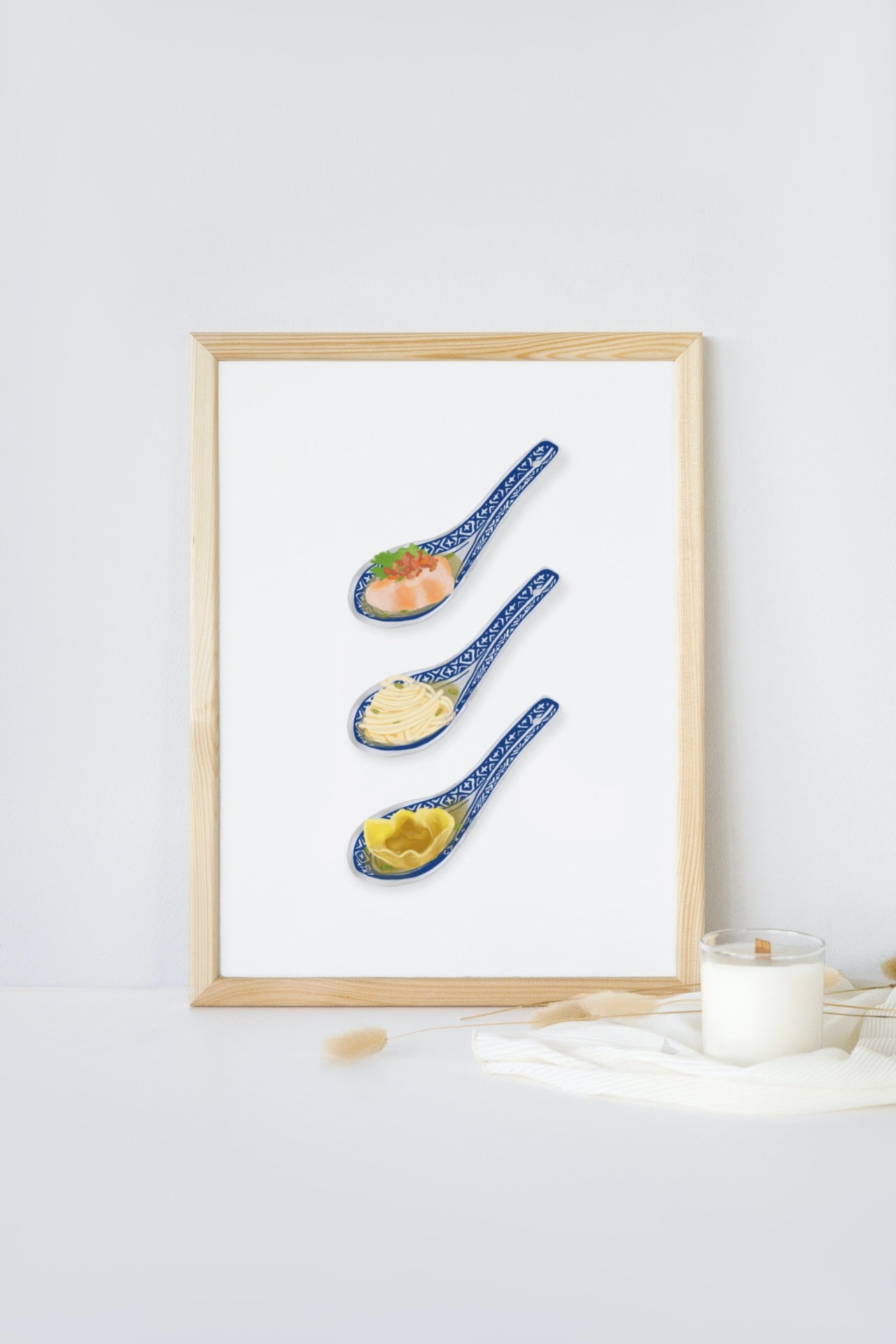 WON TON SPOON Print - A5, A4, A5, Dim Sum Art, Chinese Soup Spoon ...