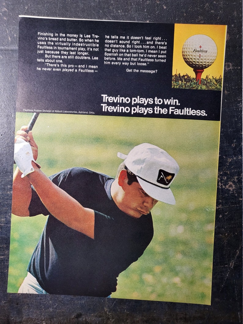 Lee Trevino Faultless Golf Balls & Equipment Vintage Print - Etsy
