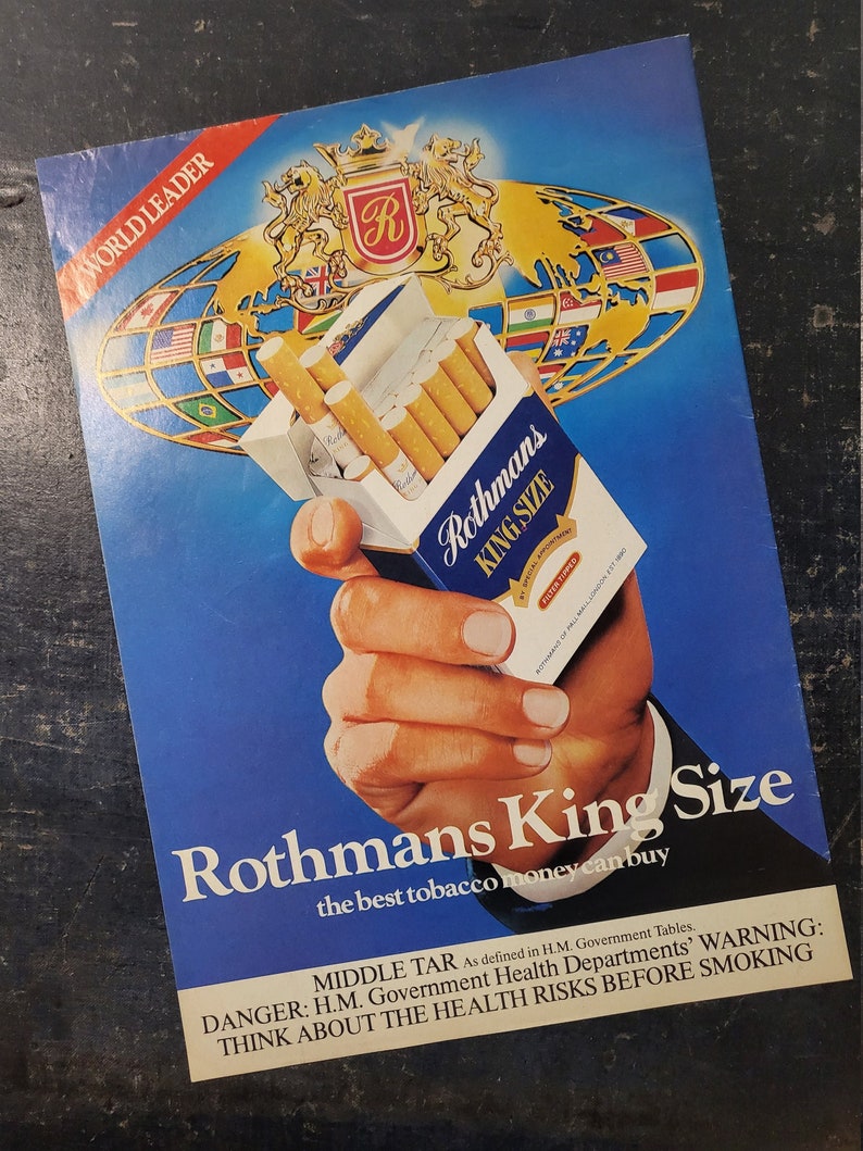 Retro Rothmans Cigarettes Vintage Print Magazine Advert 1983 - Etsy