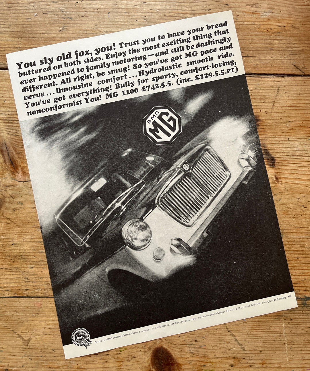 Original MG BMC 1960s Vintage Magazine Car Adverts Print 1966 - Etsy