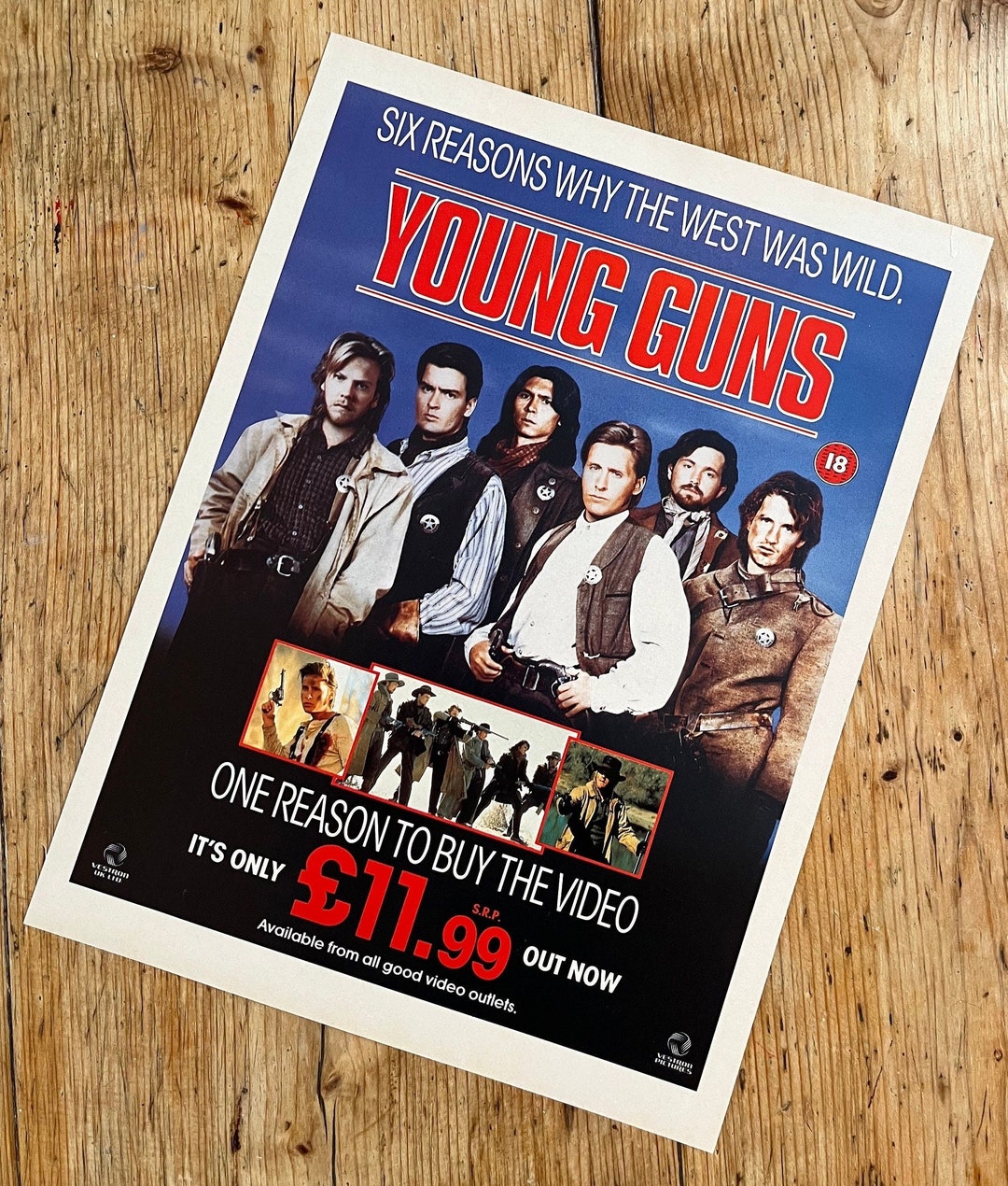 Original Vintage Young Guns Movie Advert Retro Print Magazine Ad 1990 ...