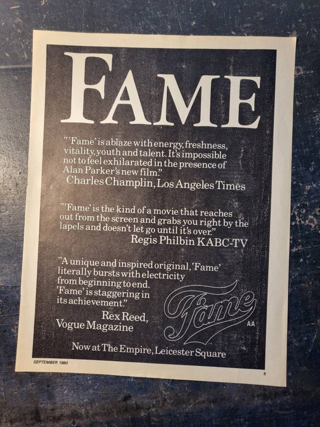 Fame 1980 Poster