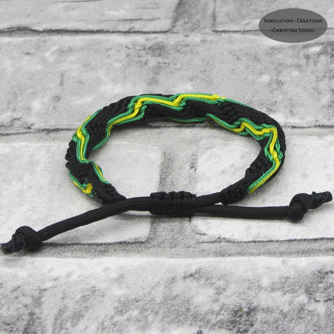 Jamaica Colours Vortex Braided Bracelet. Black Gold & Green - Etsy