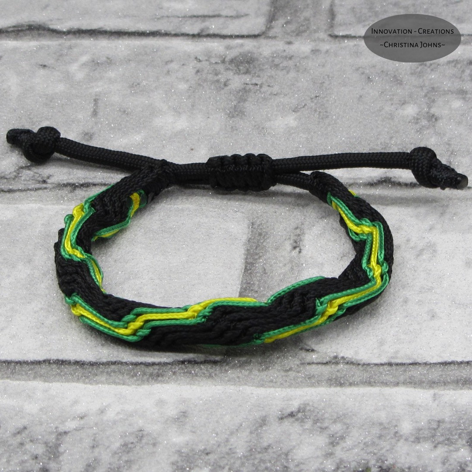 Jamaica Colours Vortex Braided Bracelet. Black Gold & Green - Etsy