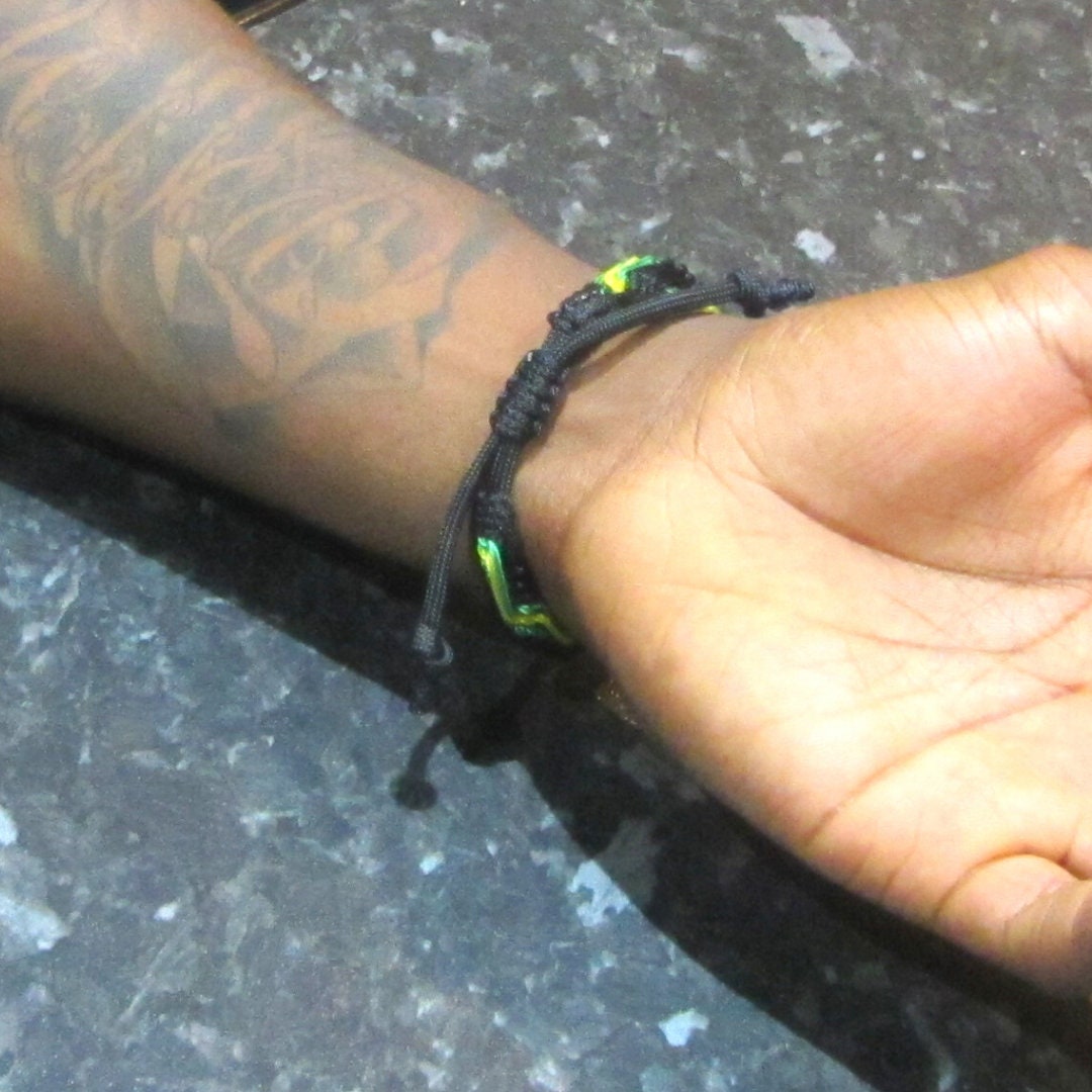 Jamaica Colours Vortex Braided Bracelet. Black Gold & Green - Etsy