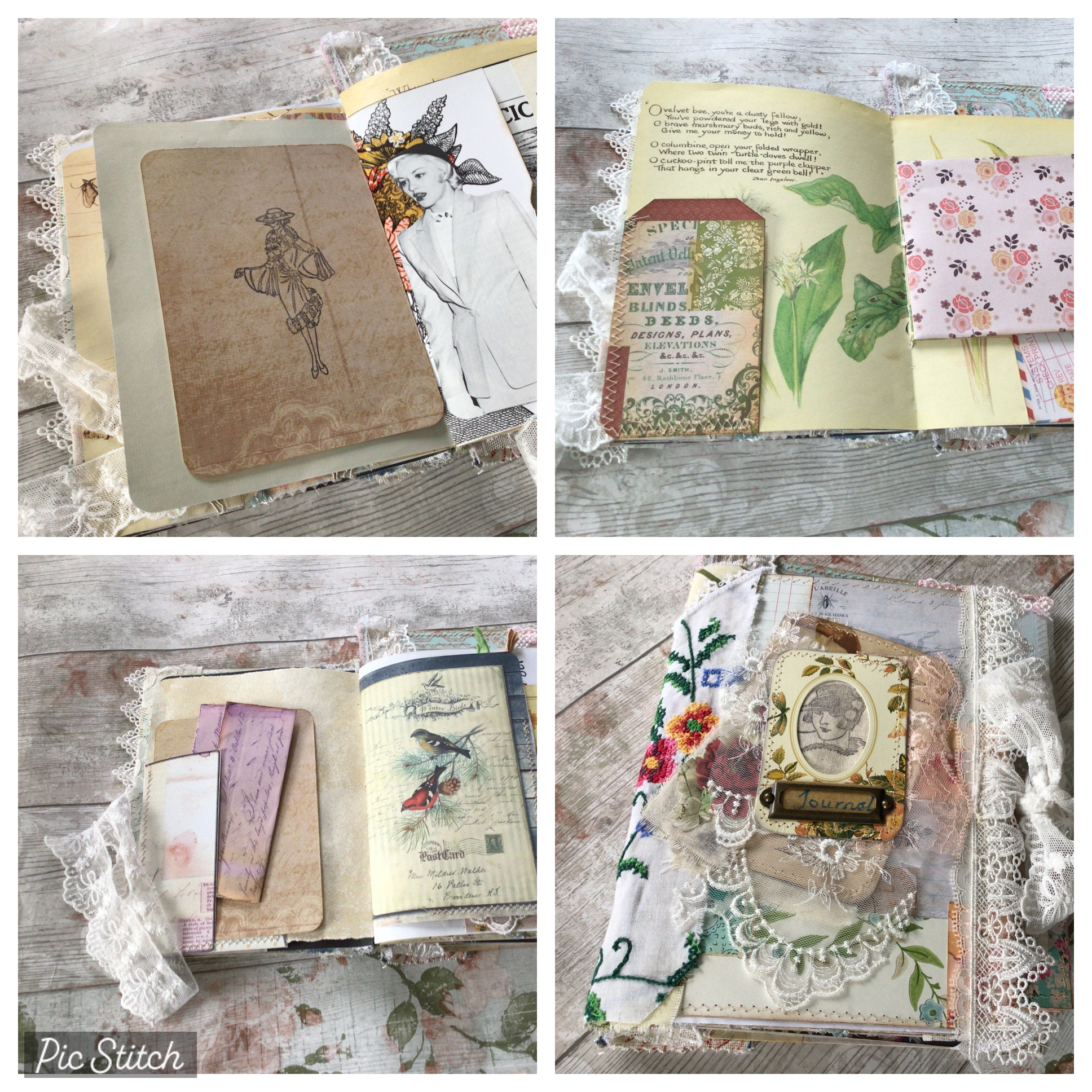 Vintage Junk Journal torn Letters Multi Layered Junk Journal Pretty ...
