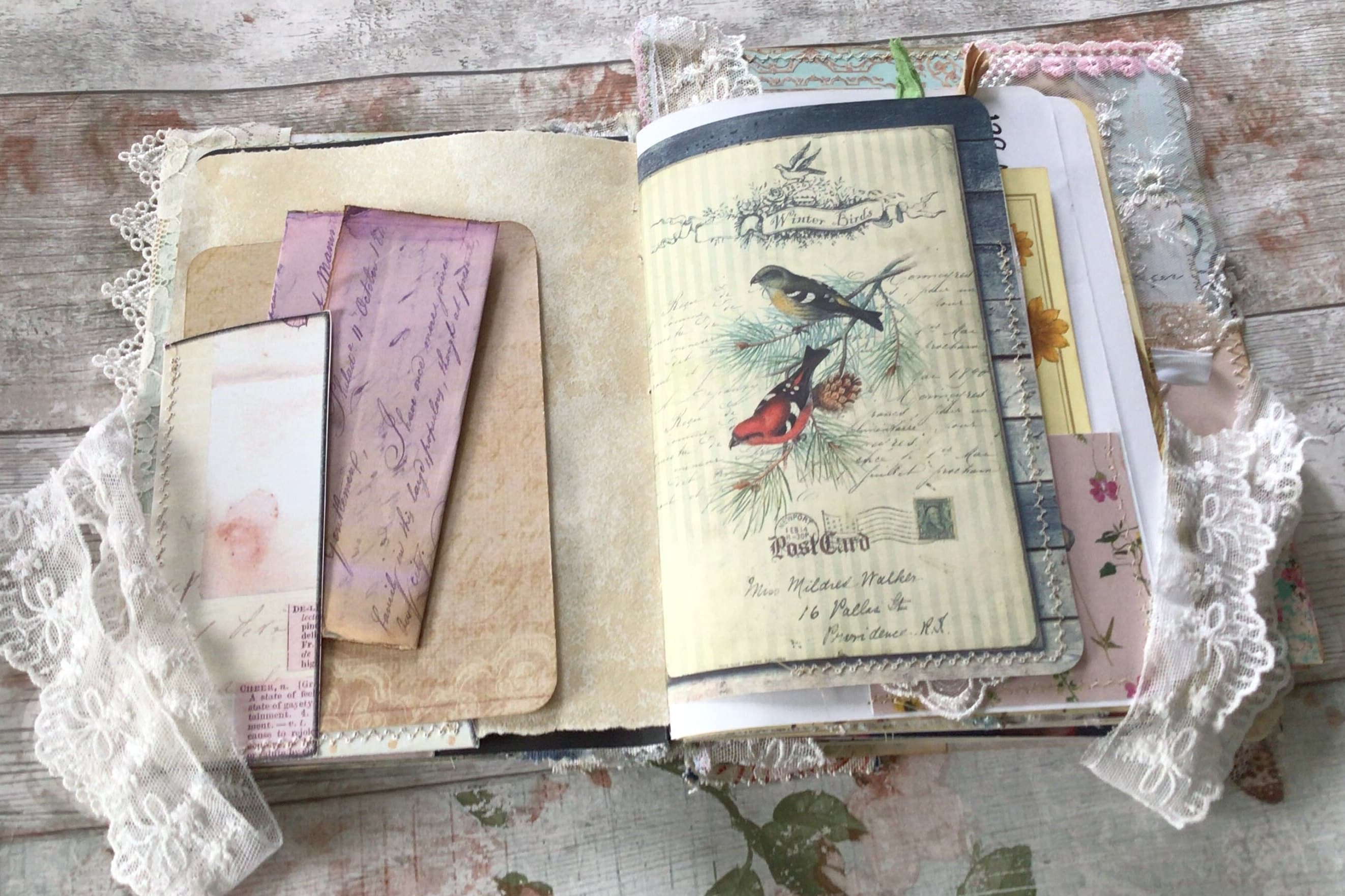 Vintage Junk Journal torn Letters Multi Layered Junk Journal Pretty ...