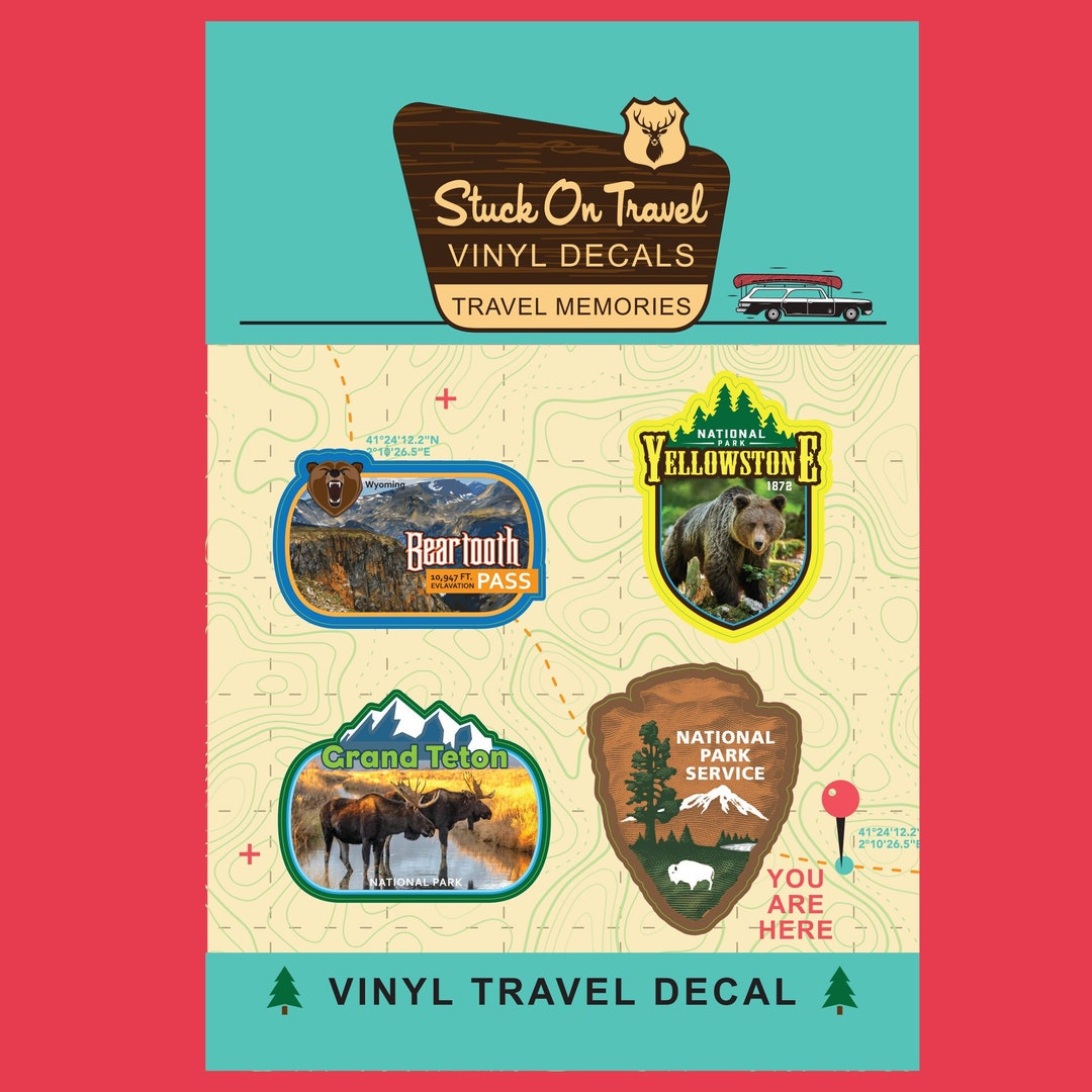 Wyoming Mini Decal Set of 4 / 1.5" Sticker / Yellowstone National Park / Grand Tetons ...