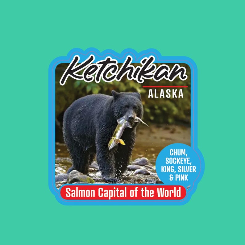 Ketchikan Black Bear Decal / 2.5" Sticker / Alaska / Salmon / Native ...