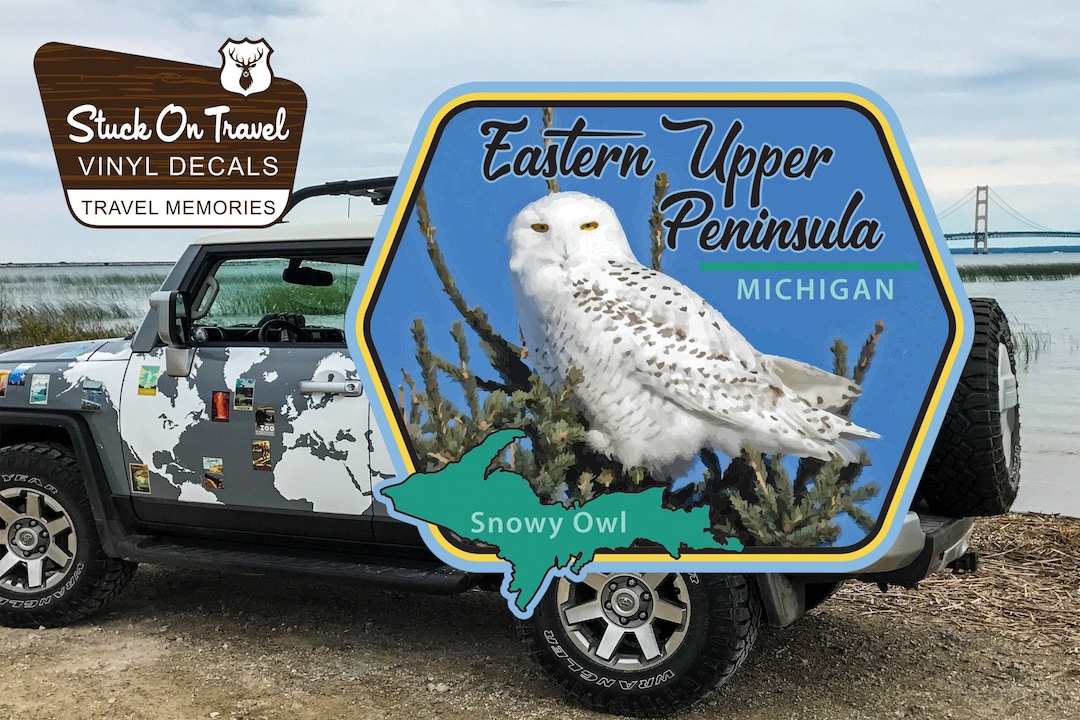 Michigan Eastern Upper Peninsula Decal / 3.5" Sticker / Snowy Owl ...
