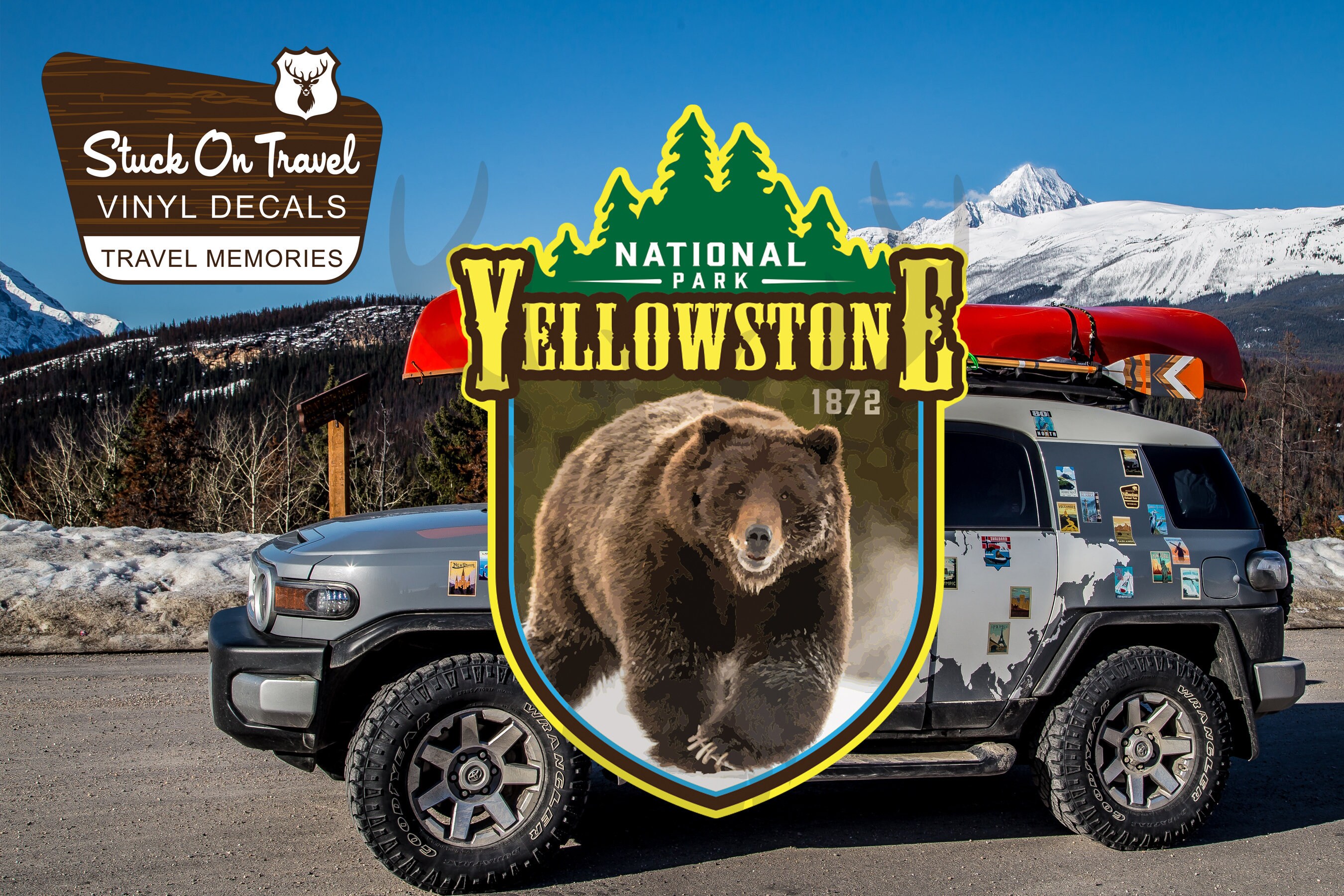 Yellowstone National Park Decal / 3.5" Adesivo / Grizzly Bear ...