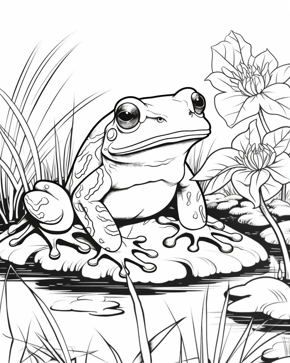 Downloadable Cute Frog Coloring Page for Kids - Etsy