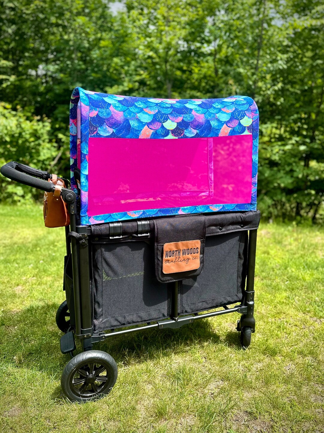 UPF50+ Neon Mermaid Scales Pink Mesh-sided Full Canopy - Wonderfold ...