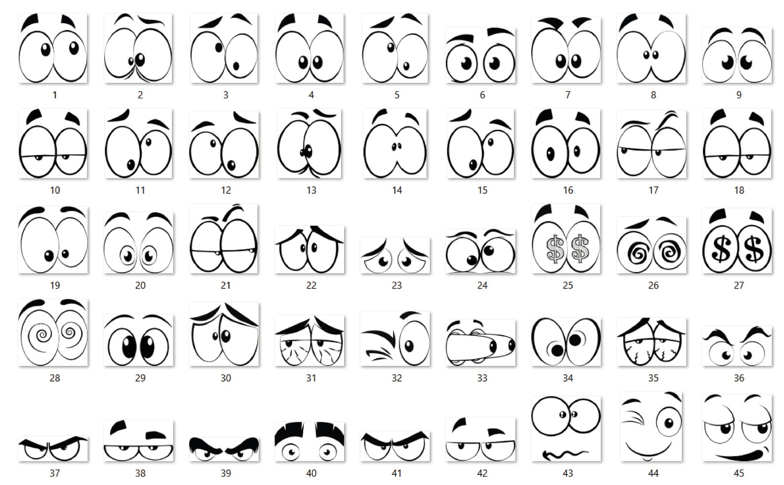 Cartoon Face Svg,cartoon Eyes Svg,svg Bundle,googly Eyes,out Line,cut ...
