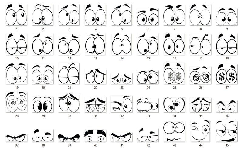 Cartoon Face Svg,cartoon Eyes Svg,svg Bundle,googly Eyes,out Line,cut ...