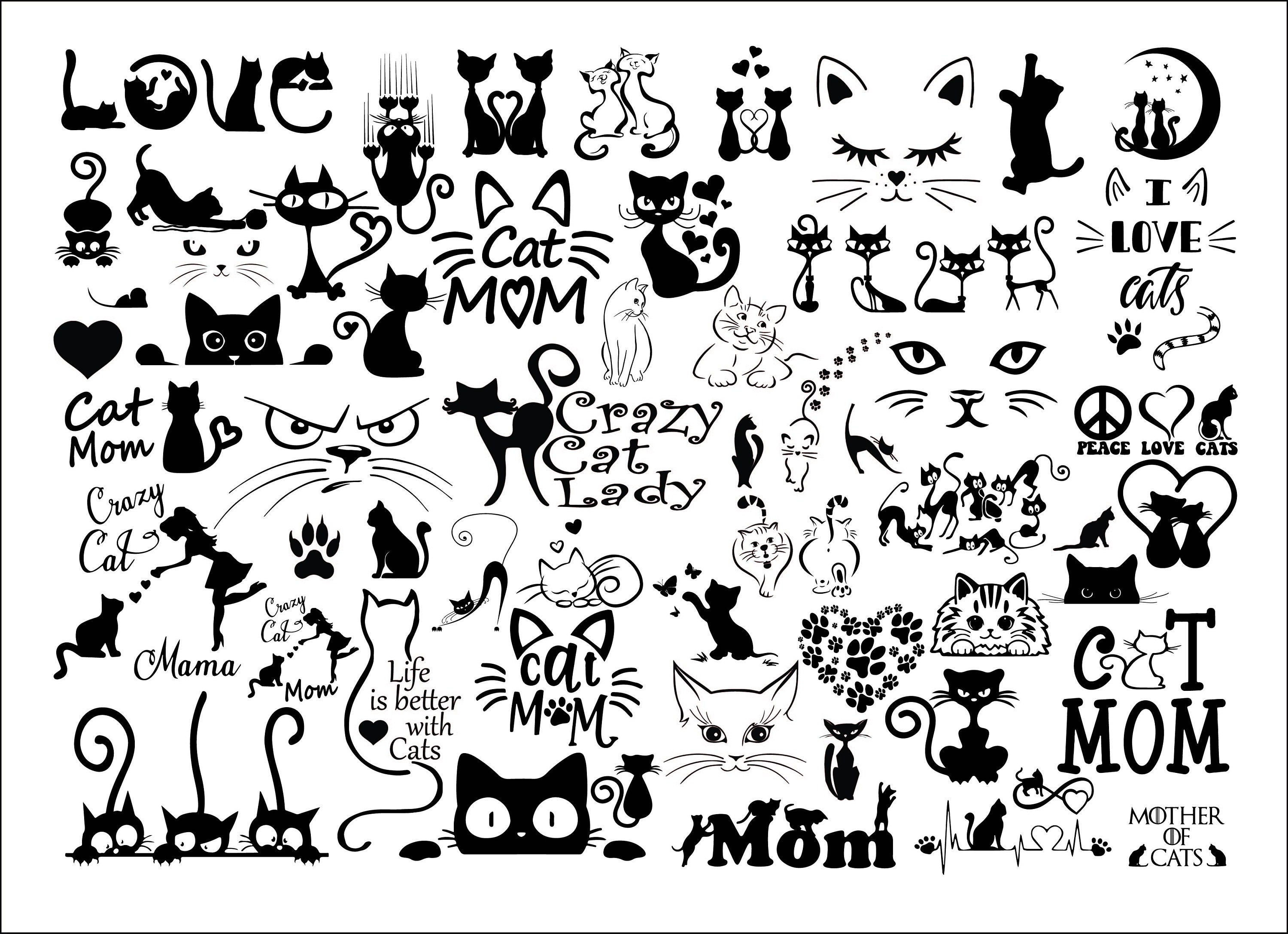 Cat Bundle Svgcat Svgkitty Svgcute Cat SVG Files for - Etsy