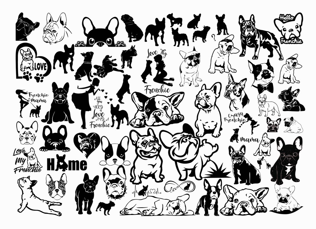 French Bulldog Bundle,logo Vinyl Stencil,frenchie Clipart Print,french ...