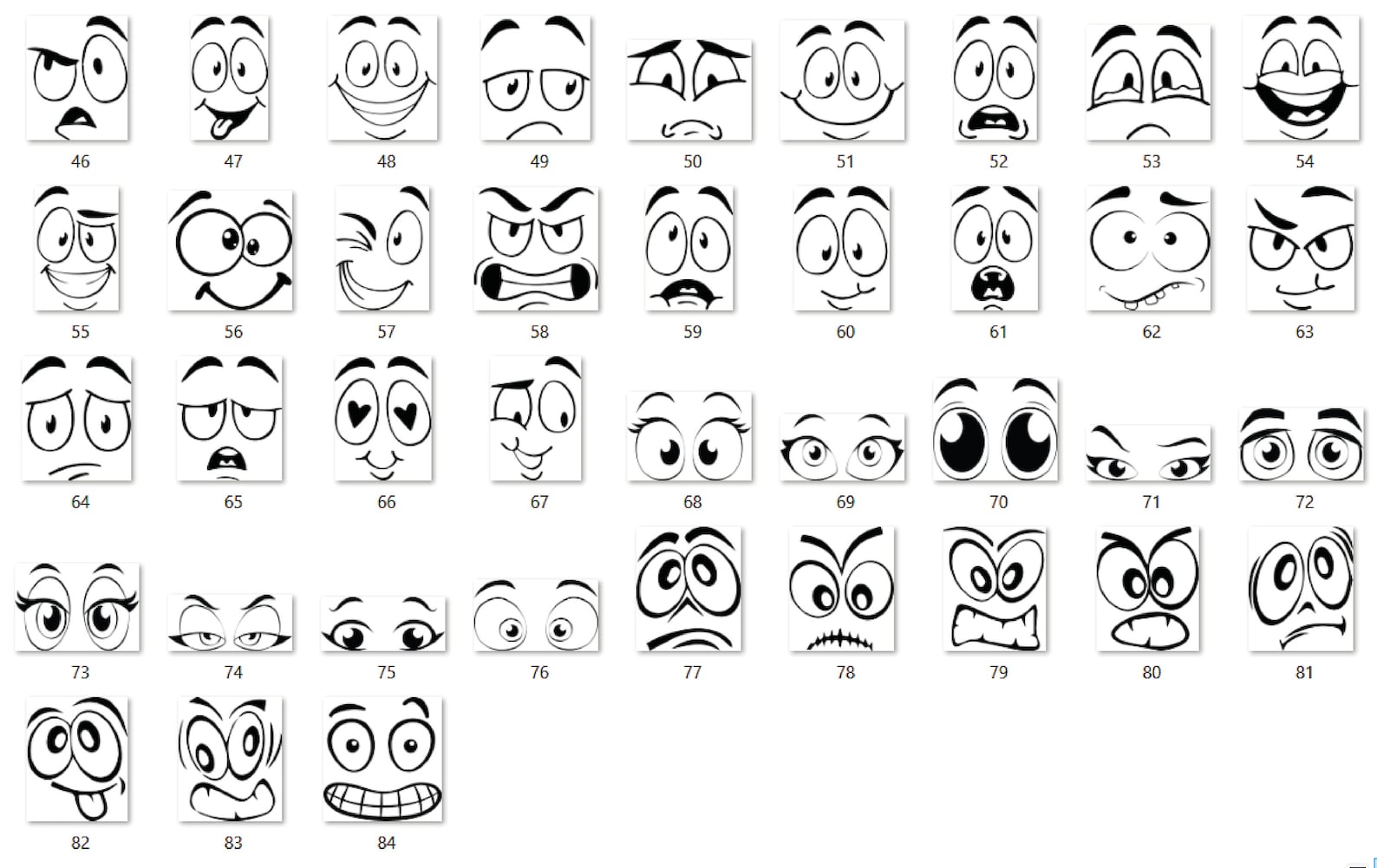 Cartoon Face Svg,cartoon Eyes Svg,svg Bundle,googly Eyes,out Line,cut ...