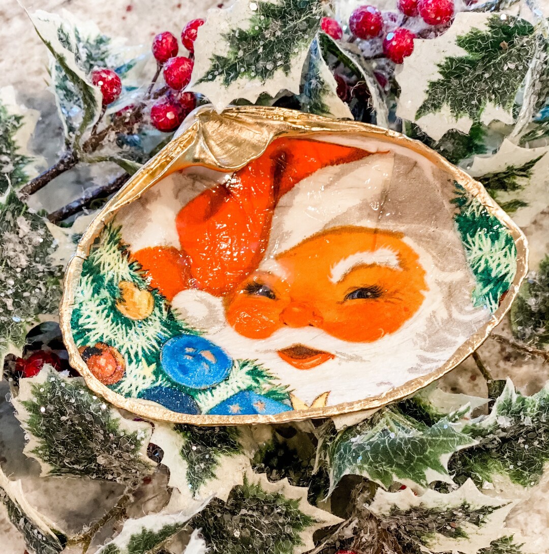Decorative Seashell With Santa Design - Etsy
