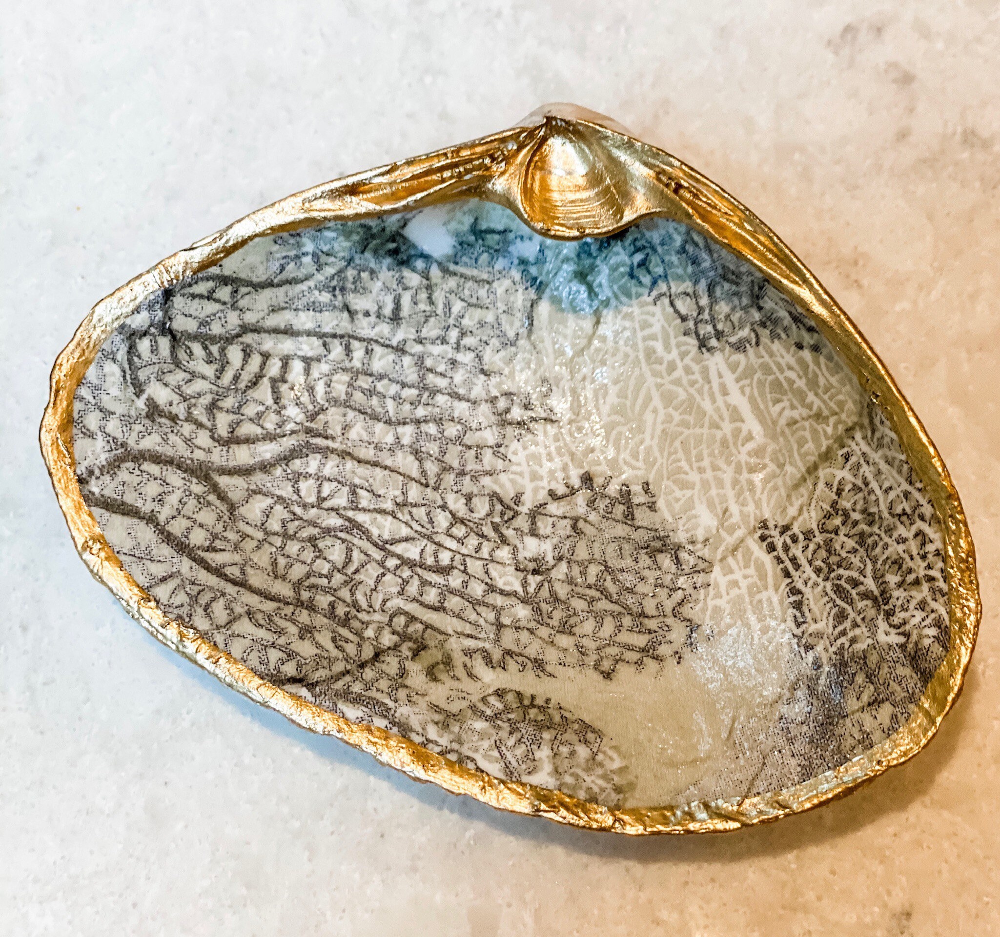 Decorative Seashell With Gold Leaf Accent - Etsy