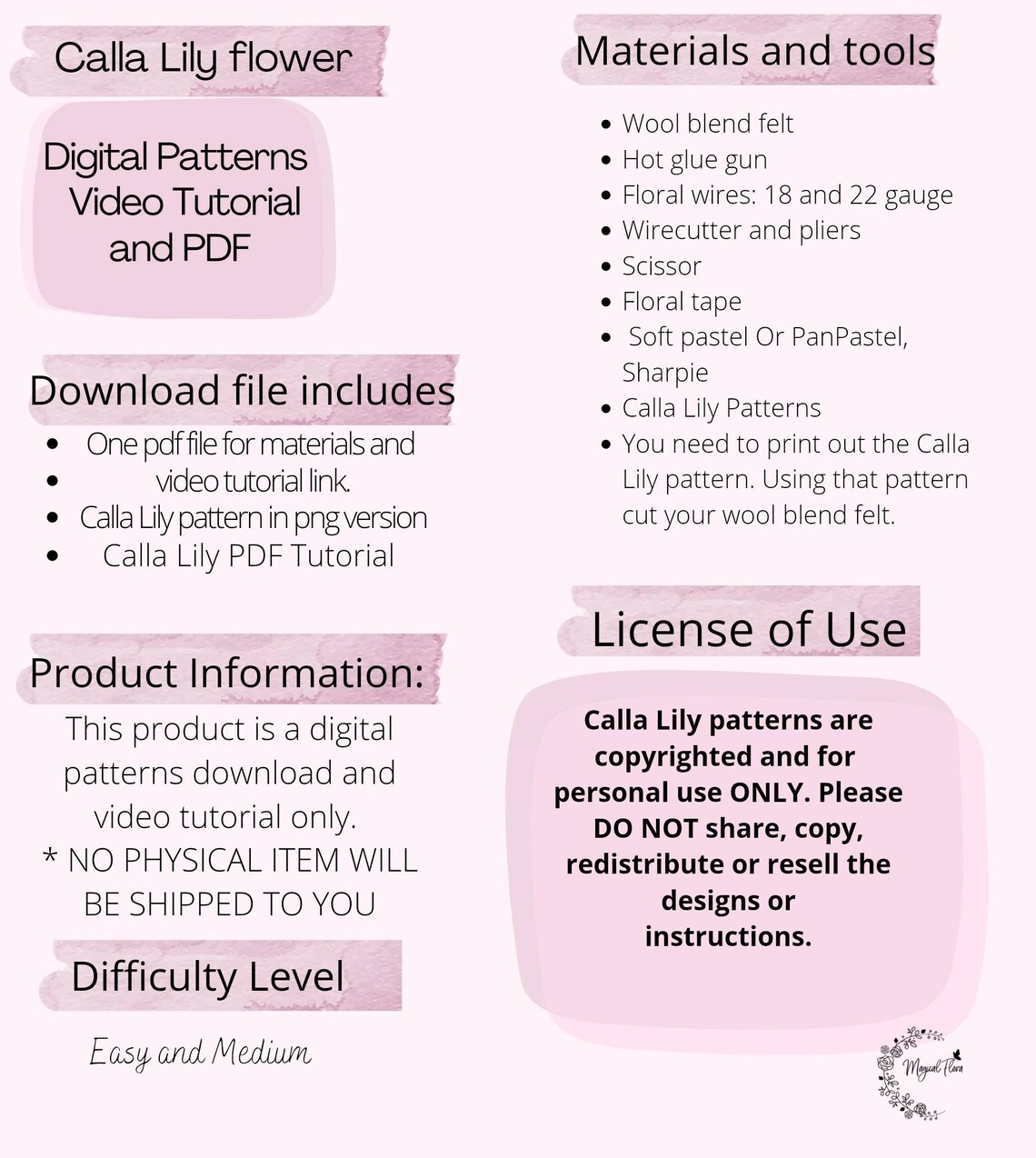 Felt Calla Lily Flower Tutorial. Digital Pattern for Download - Etsy