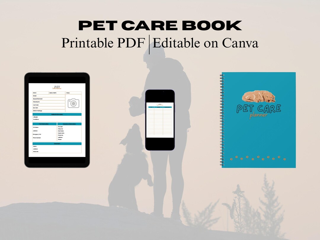 Editable and Printable Pet Care Book/planner - Etsy
