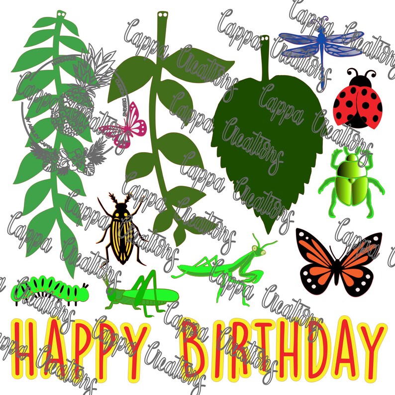 Happy Birthday Bug Banner - SVG Digital File - Png - Insect Party Decor ...