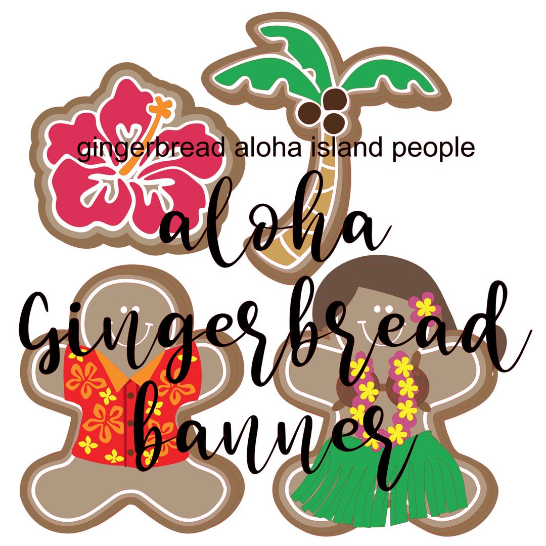 Gingerbread Man Aloha Christmas Banner holiday Décor Melaka Leke Maka ...