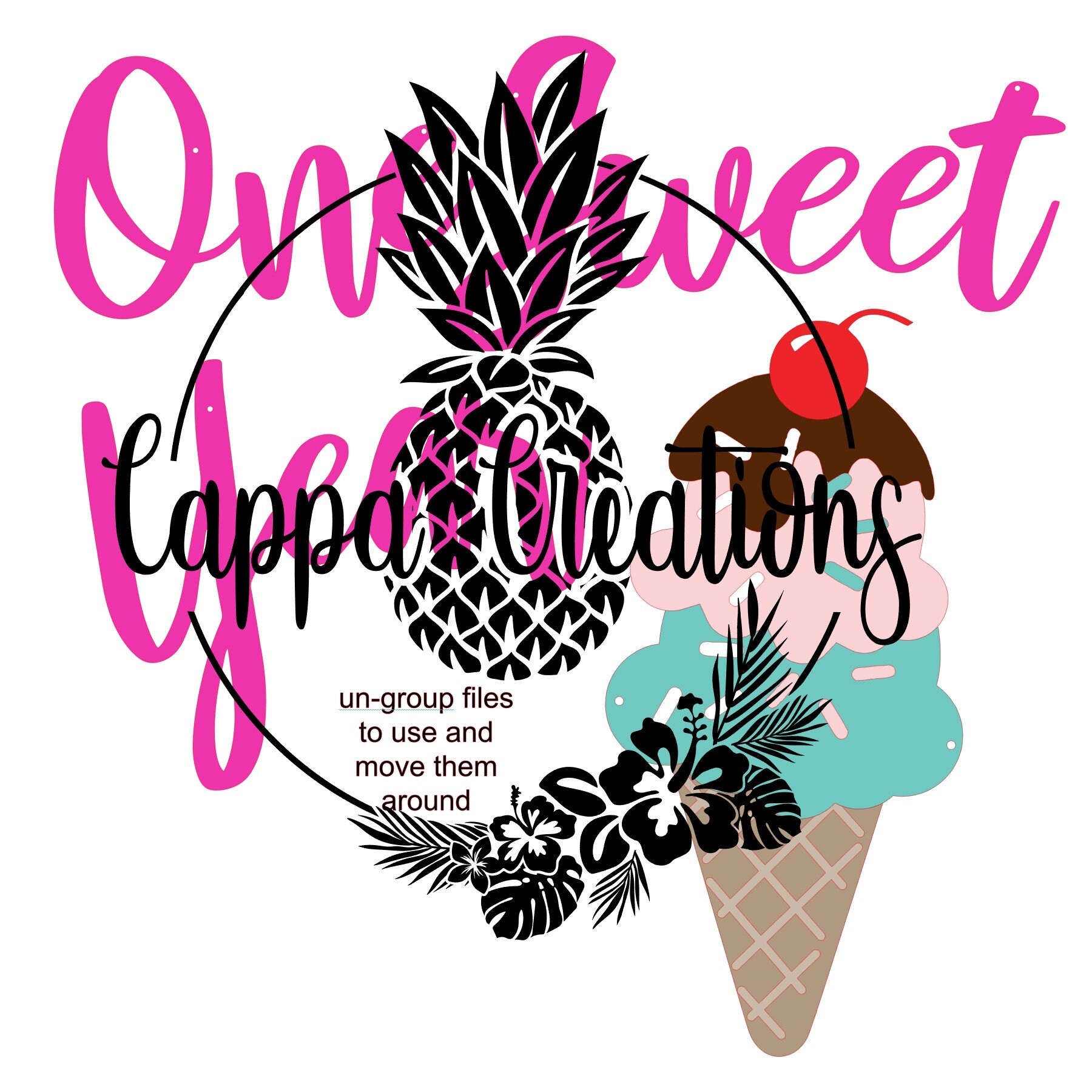Ice Cream Banner - One Sweet Year SVG - First Birthday - PNG - Sweet ...