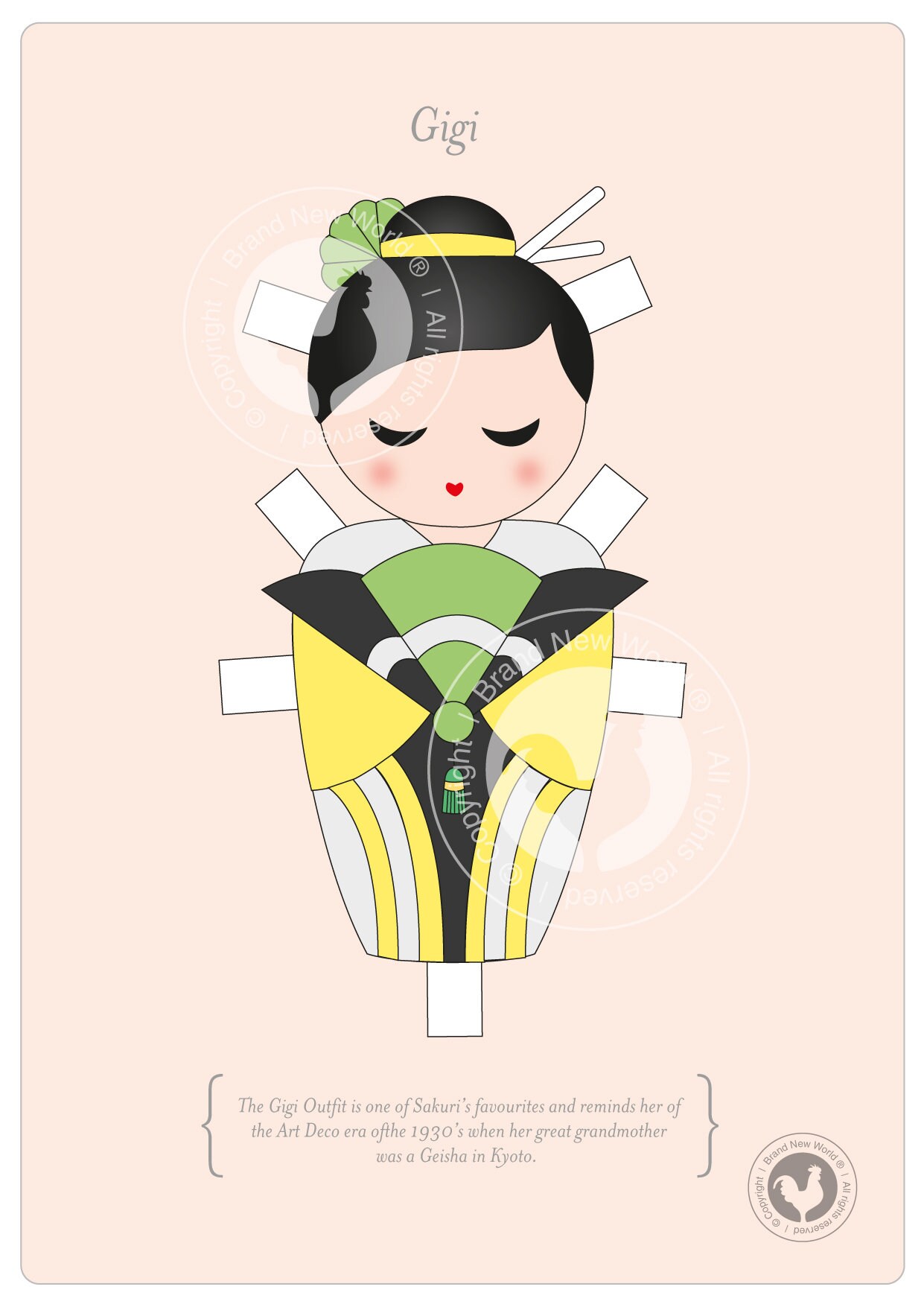 Japanese Kokeshi Paper Doll - Etsy