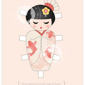 Japanese Kokeshi Printable Paper Doll - Etsy