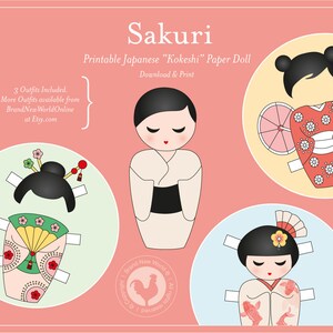 Japanese Kokeshi Printable Paper Doll - Etsy