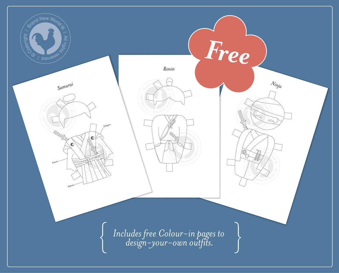 Hiroshi Printable Japanese Kokeshi Paper Doll - Etsy