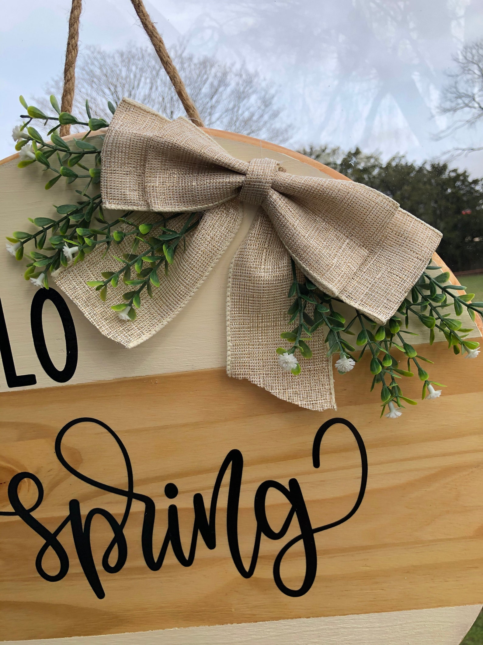 Hello Spring Round Wooden Door Hanger - Etsy
