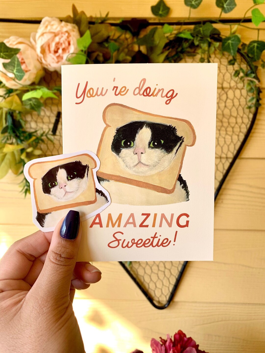 Congratulations Card Bread Cat/ You're Doing Amazing Sweetie/ Funny ...