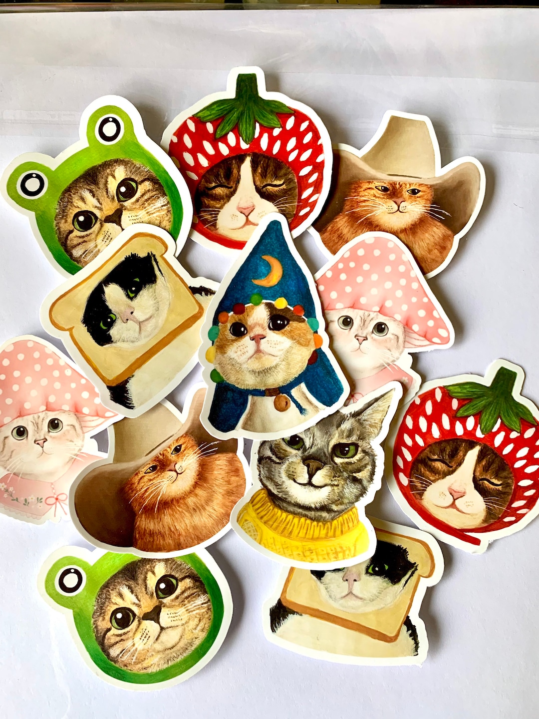 Cute and Funny Cat Sticker Pack/ Set of 5/ Meme Cats/ Wizard Cat, Bread ...