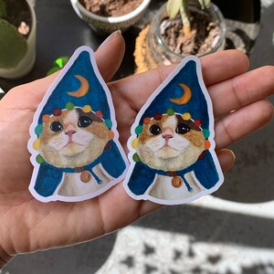 Magical Wizard Cat Sticker, Funny Calico Meme Cat, Laptop Decal ...