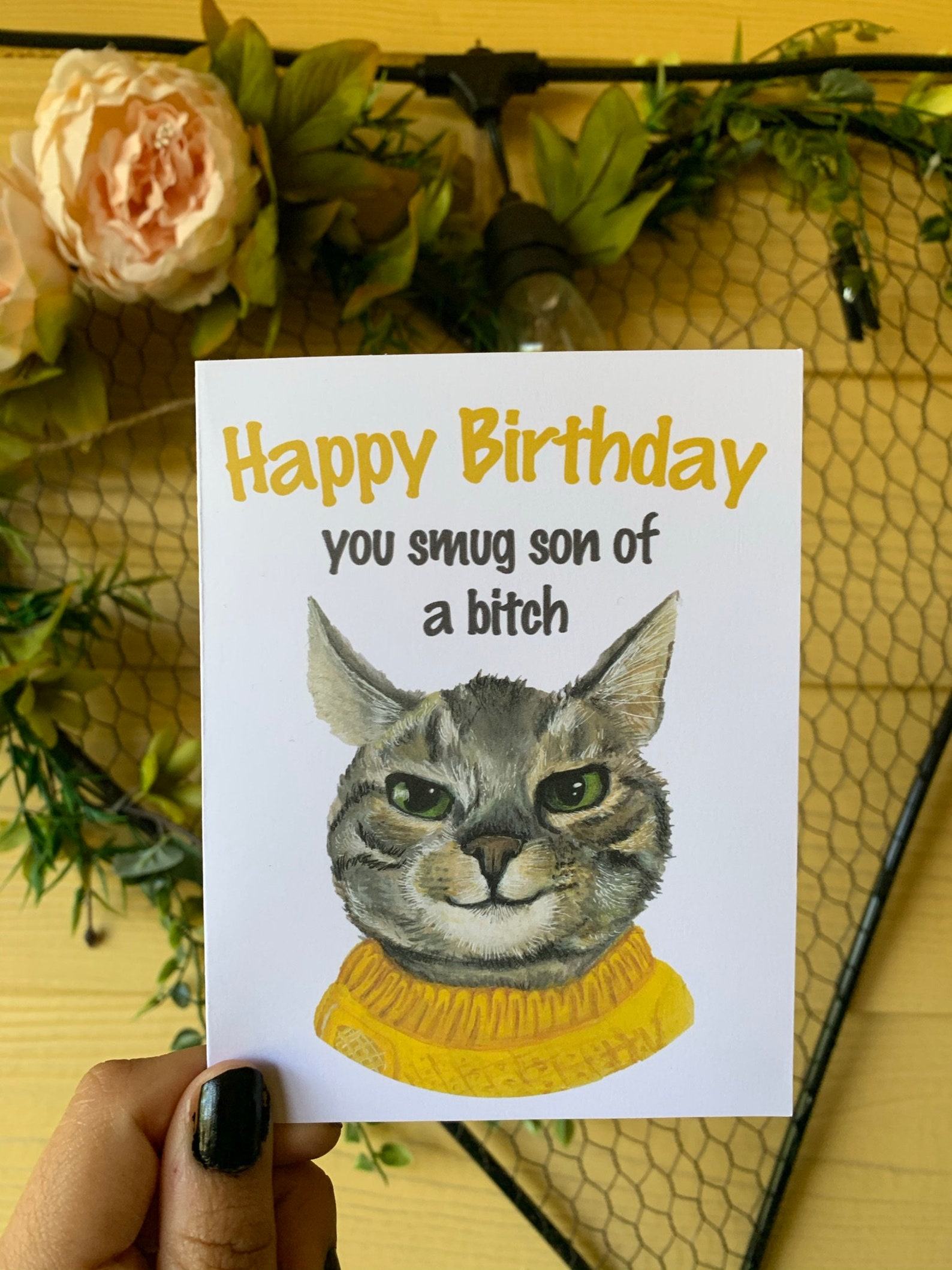 Funny Birthday Sweater Cat/ Smug Cat/ Birthday Card/ Cheeky - Etsy
