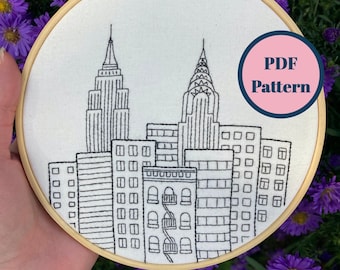 London Hand Embroidery PDF Pattern Cityscape Skyline Architectural ...