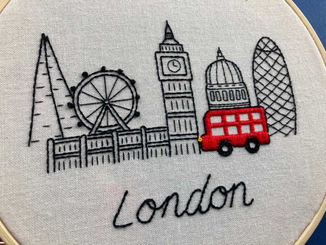 London Hand Embroidery PDF Pattern | Cityscape Skyline Architectural ...