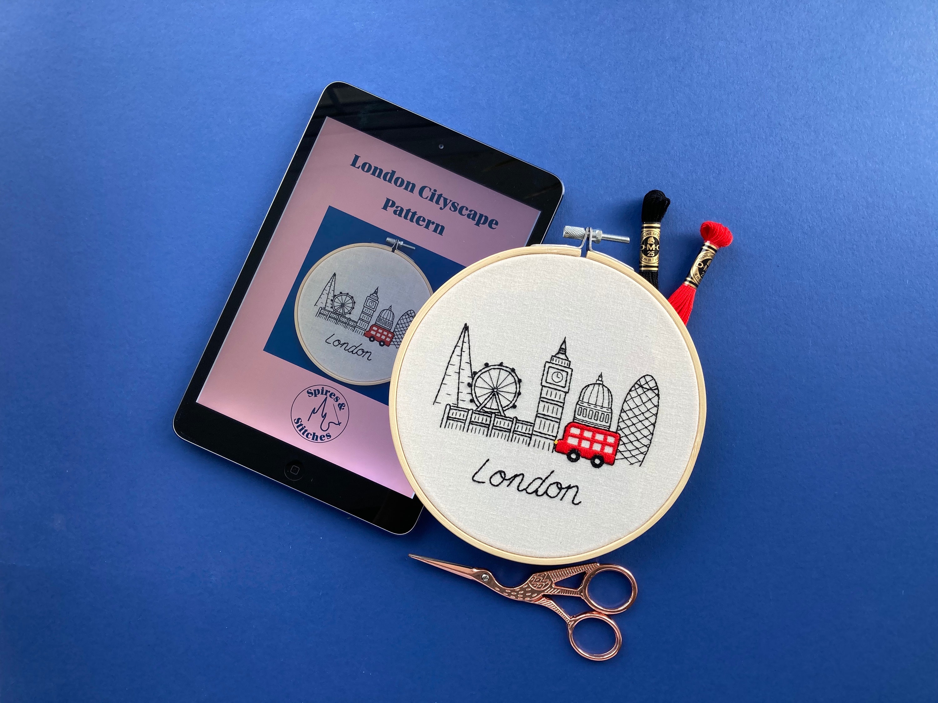 London Hand Embroidery PDF Pattern | Cityscape Skyline Architectural ...