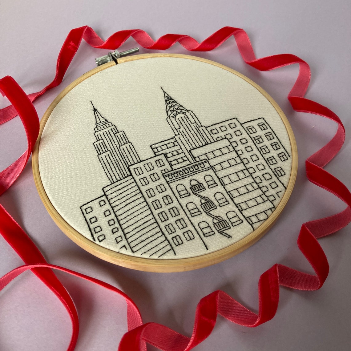 New York Hand Embroidery PDF Pattern | Cityscape Skyline Architectural ...