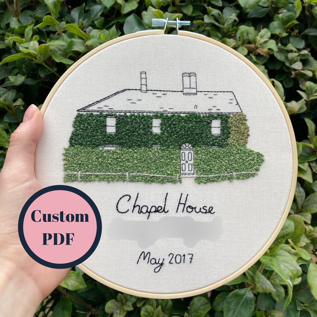 Custom PDF House Embroidery Pattern | Hand Embroidery Building ...