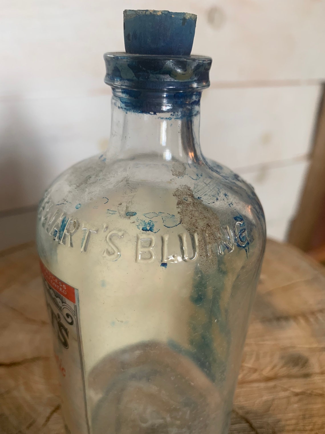 Vintage Mrs. Stewart’s Liquid Bluing Bottle With Cork, Luther Ford & Co ...