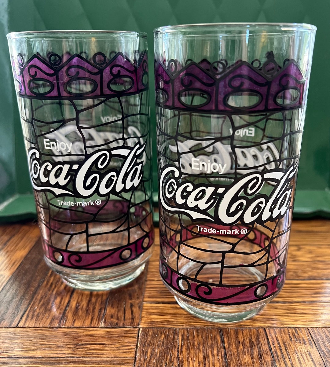 Vintage Purple Stained Glass Coca Cola Drinking Glasses - Etsy
