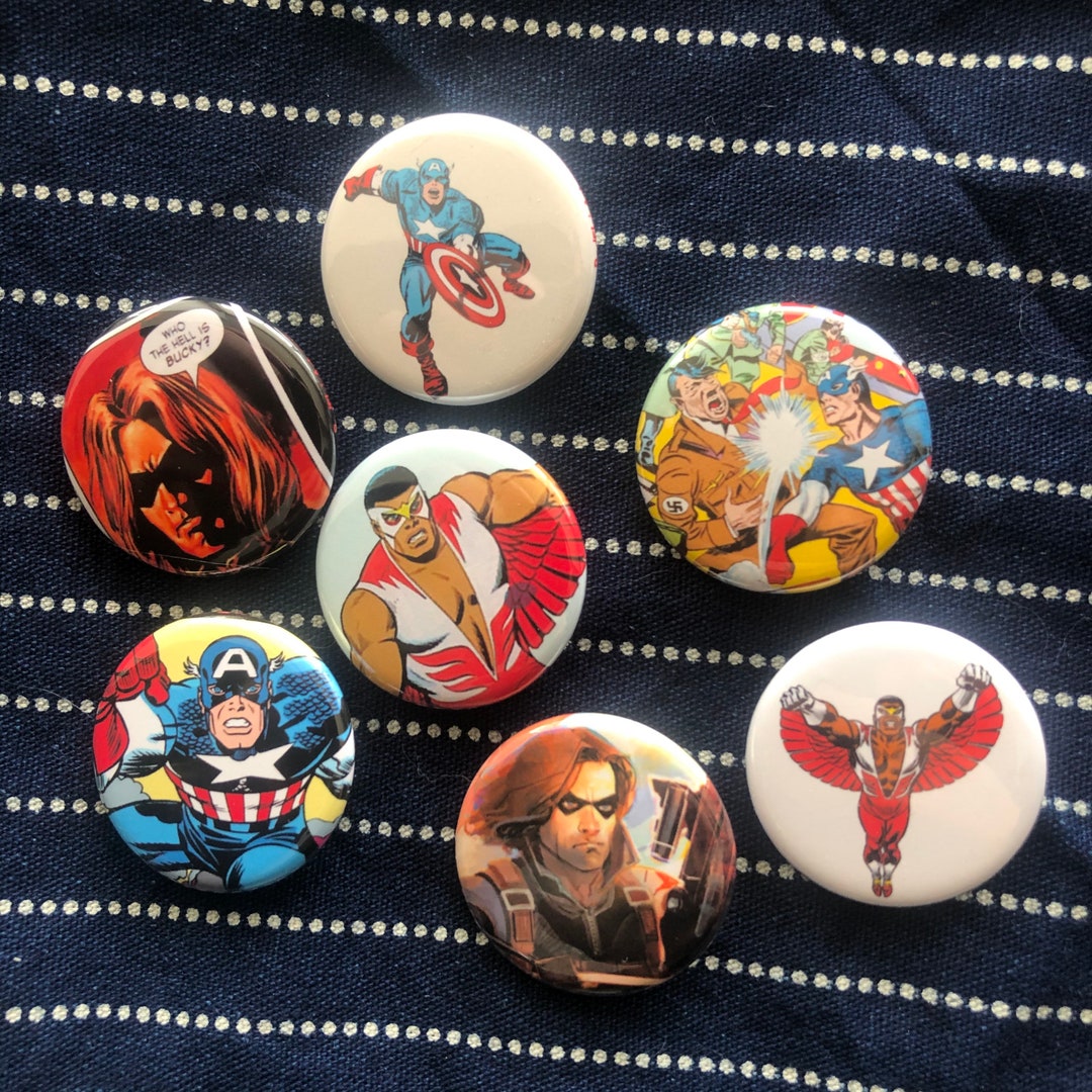 Captain America Falcon and the Winter Soldier Button Pin Set of 7 ...