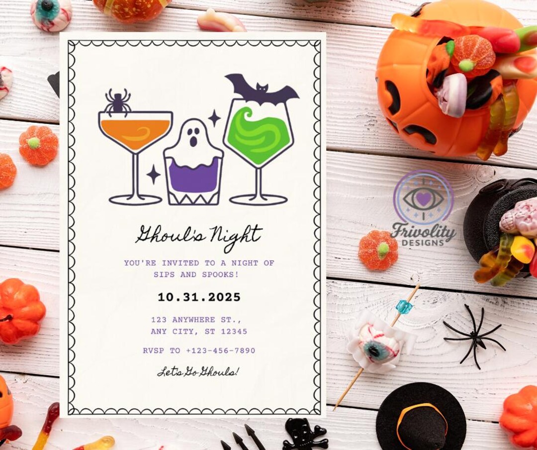 Ghouls Night Cocktail Party Invite-digital and Editable Instant ...